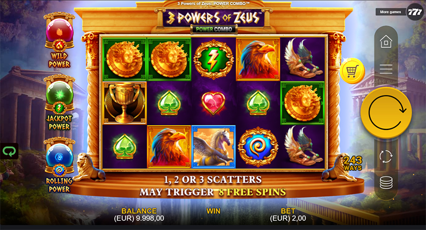 3 Powers of Zeus POWER COMBO Slot | Play Online | RTP: 96.00%