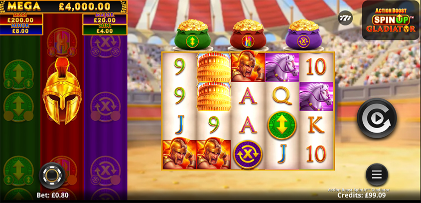 Action Boost Spin Up Gladiator Slot | Play Online | RTP: 96.49%