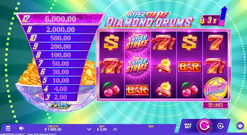 Hyper Strike Diamond Drums Slot - Free Play in Demo Mode