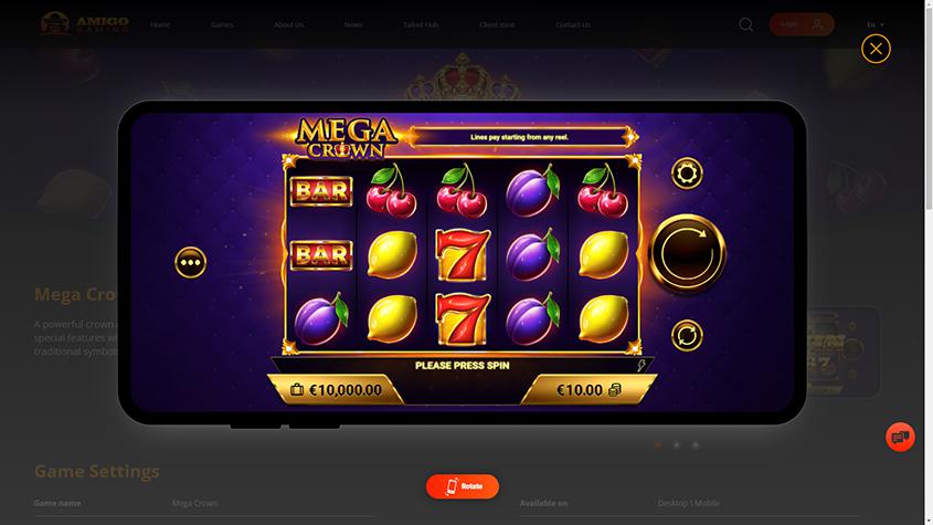 Mega Crown Slot - Free Play in Demo Mode