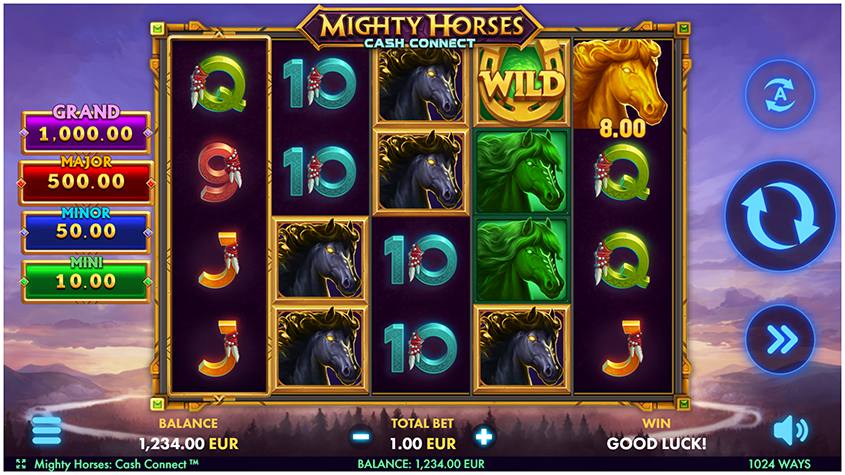 Mighty Horses Cash Connect Slot - Free Play in Demo Mode